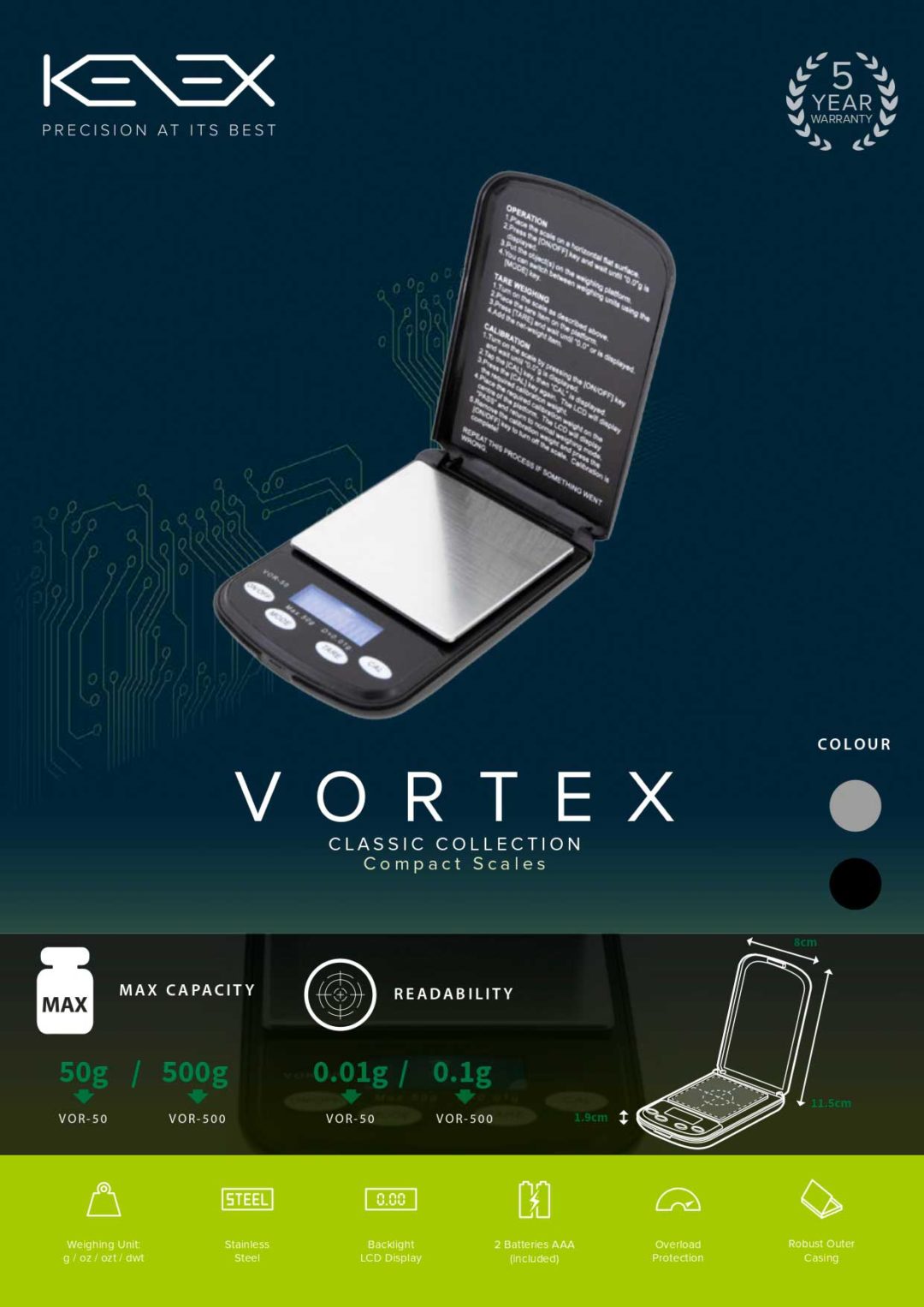 Kenex Vortex 50 plata báscula digital de precisión 50g x 0.01g | Kenex ...
